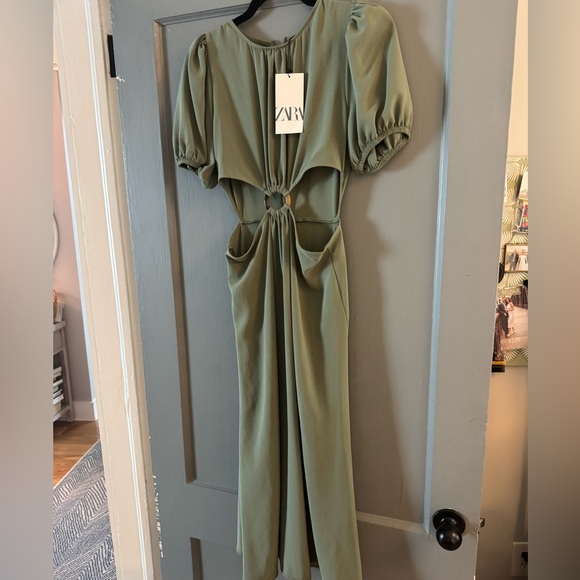 Zara | Dresses | Zara Sage Green Midi Dress | Poshmark